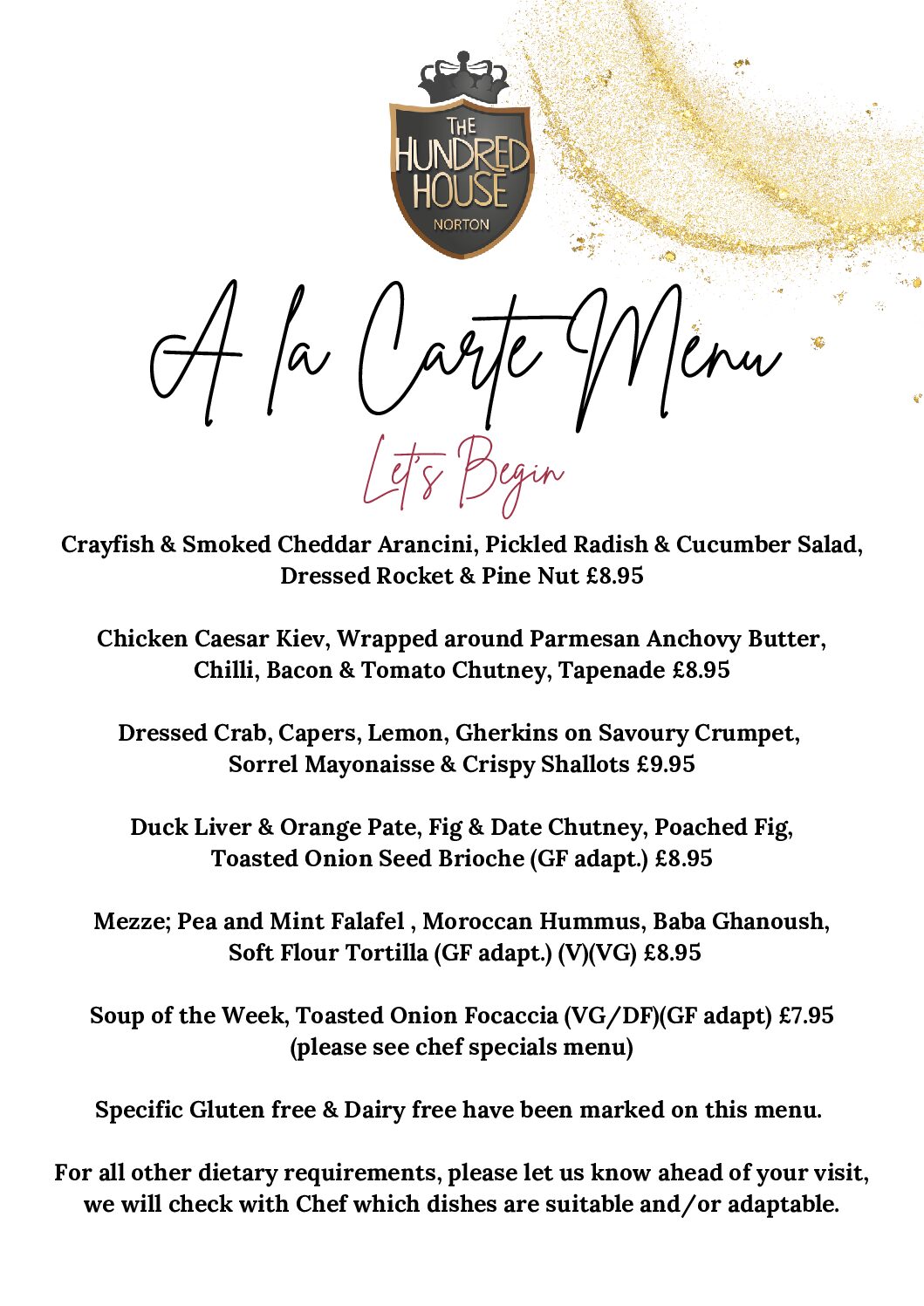 Menu's - Hundred House